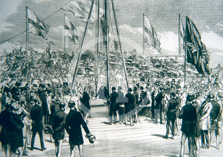 Laying the foundation stone, Stanley Hospital